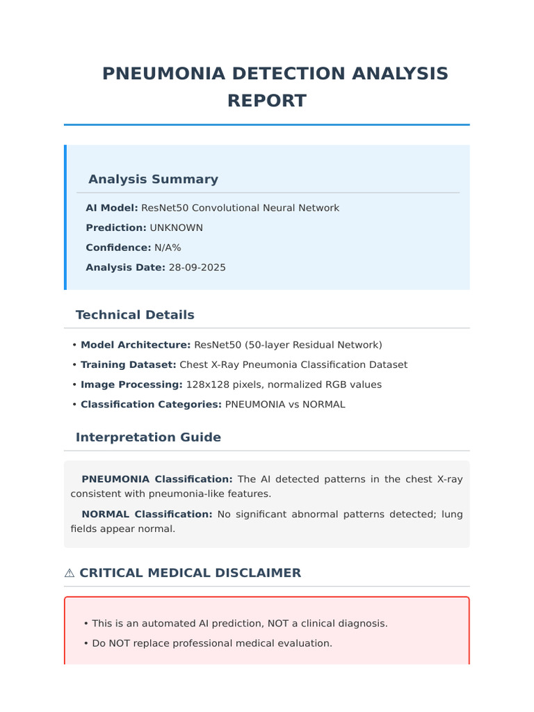 Pneumonia Detection AI Report | PDF
