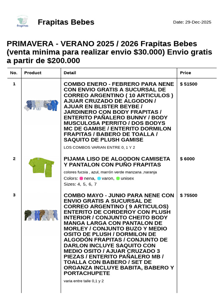 Frapitas Bebes PRIMAVERA - VERANO 2025 / 2026 Frapitas Bebes (Venta ...