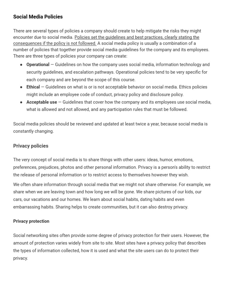Essential Social Media Policies Guide | PDF | Privacy | Social ...
