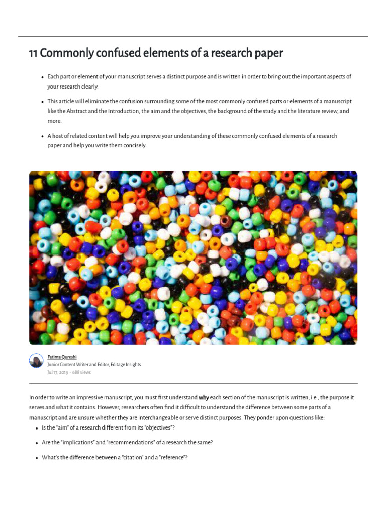 Commonly Confused Elements of A Research Paper - Editage Insights | PDF ...
