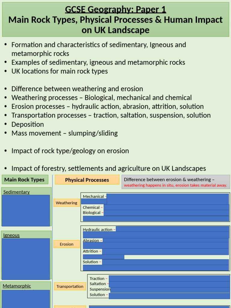 UK Rock Types and Landscape Processes | PDF | Rock (Geology) | Erosion