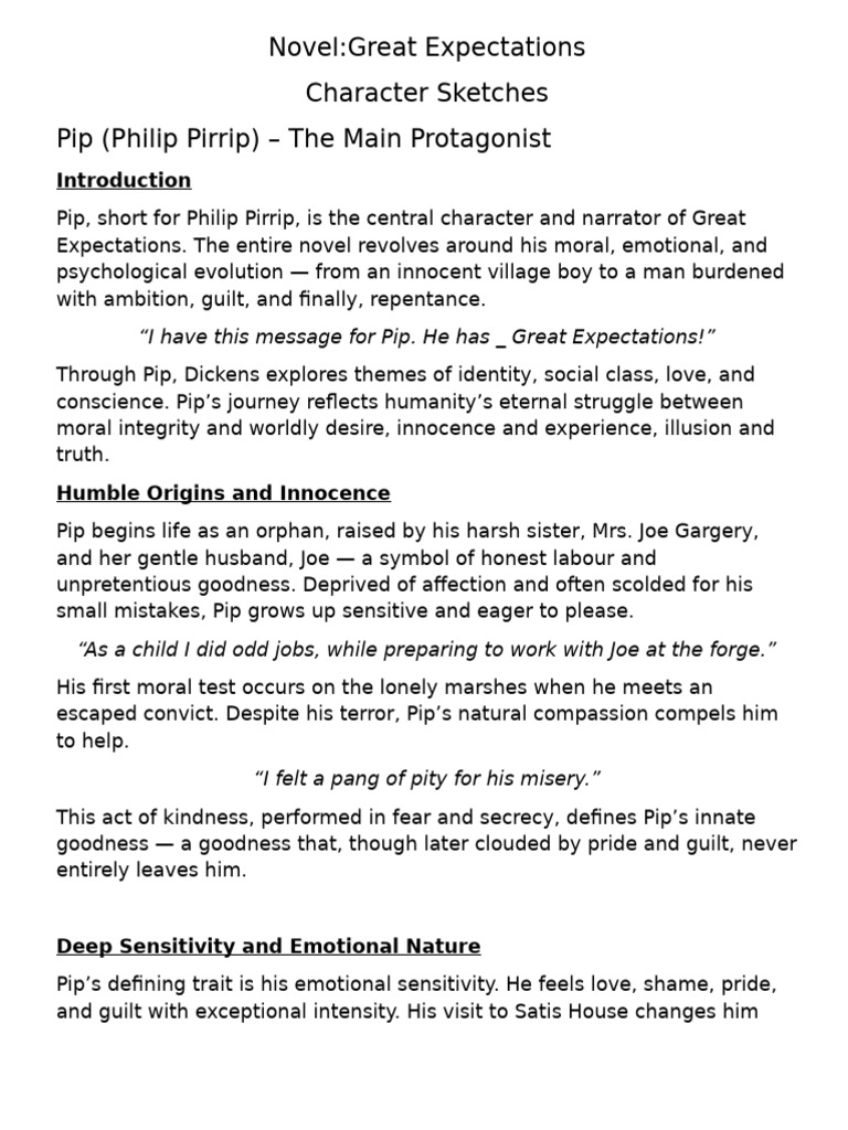 Character Sketches - Great Expectations[1] | PDF | Great Expectations ...