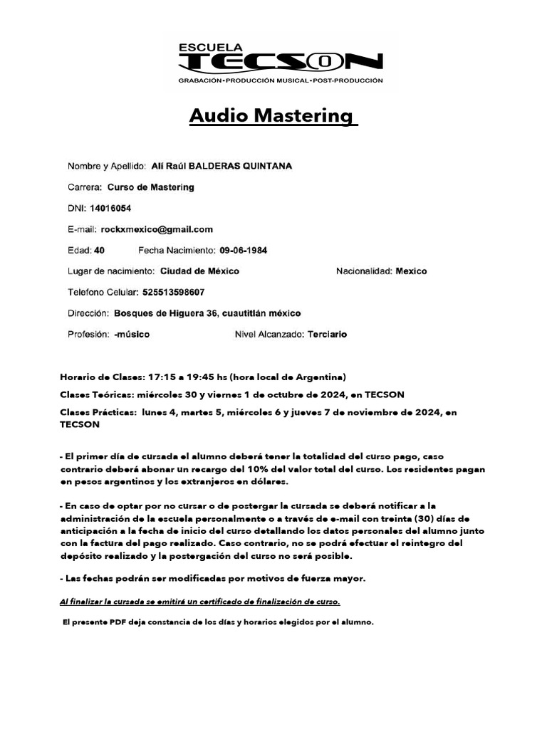 Balderas Ficha Mastering | PDF