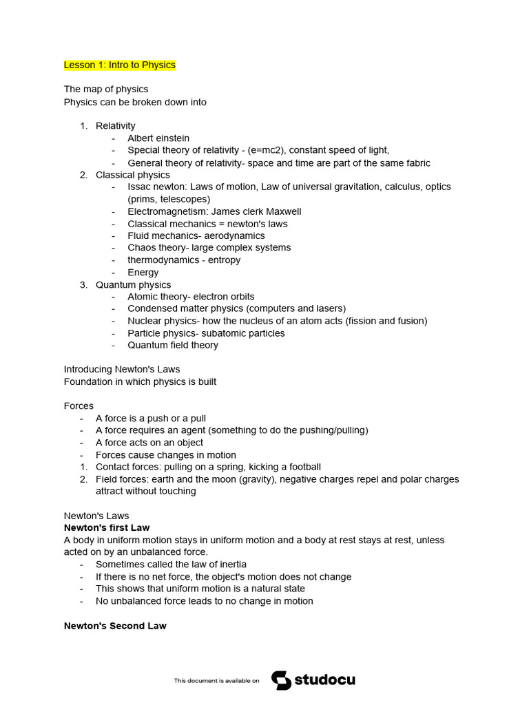Physic 200 Lesson 1 - Intro To Physics | PDF | Photon | Force