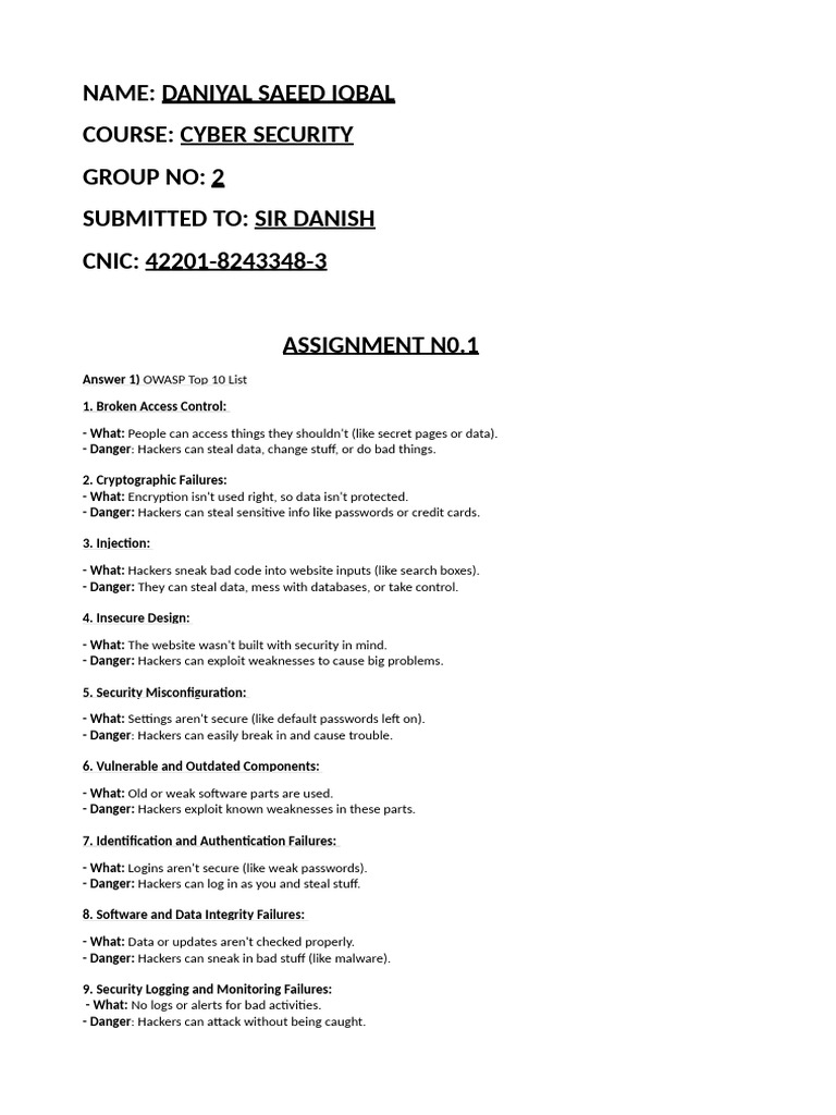 Daniyal Assignment | PDF | Security | Computer Security