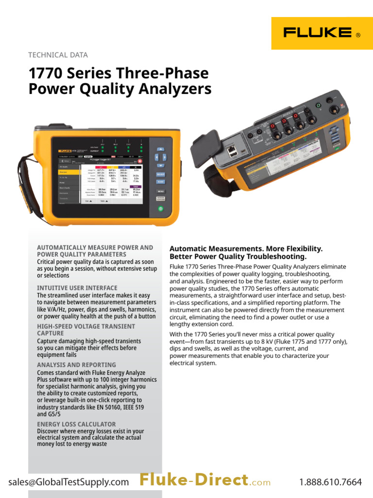 Fluke 1770 Series Power Quality Analyzers | PDF | Mains Electricity ...
