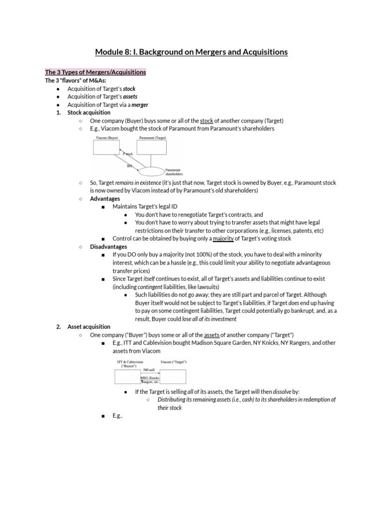 ACC 317 Module 8 Organized Notes | PDF | Mergers And Acquisitions | Stocks
