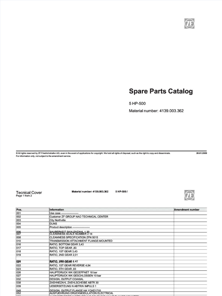 PDF Zf Spare Parts Catalog Compress (1) | PDF | Piston