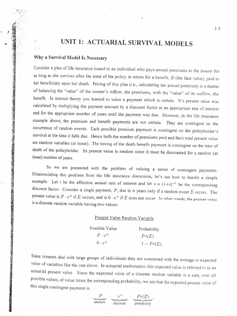 1 - Actuarial Survival Models | PDF