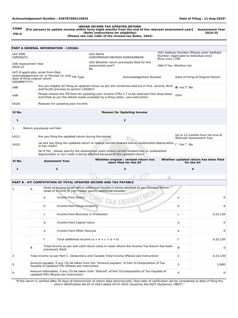 Itr Form of GK - 2023-2024 | PDF | Tax Refund | Tax Deduction