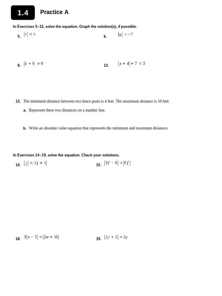 1.4 Practice a and B Select Practice for After Winter Break | PDF