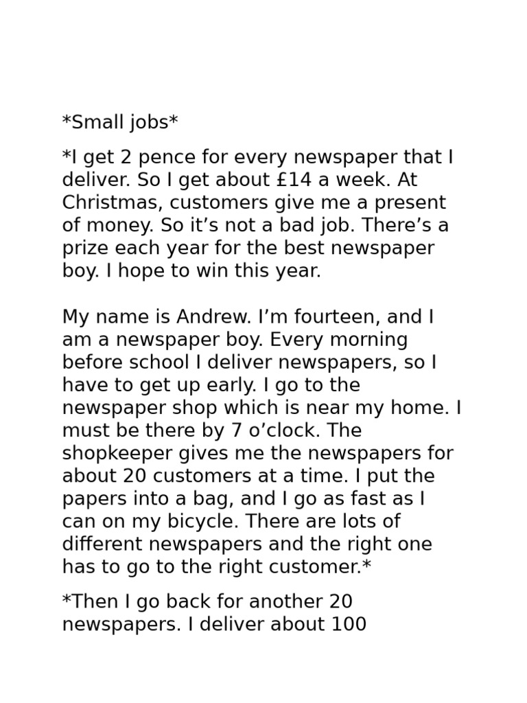 Small Jobs | PDF
