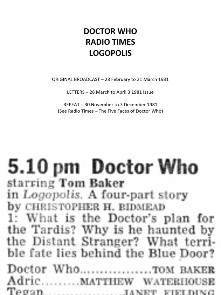 Radio Times - Logopolis | PDF
