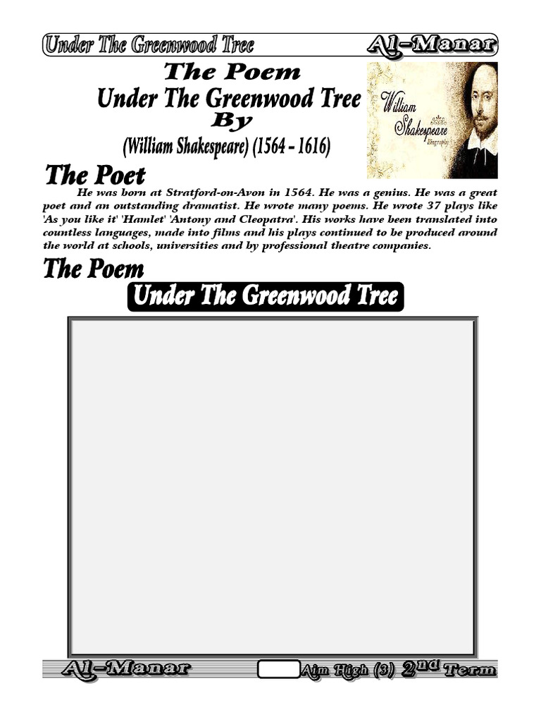 (Under the Green Tree) Potery | PDF | Poetry | As You Like It