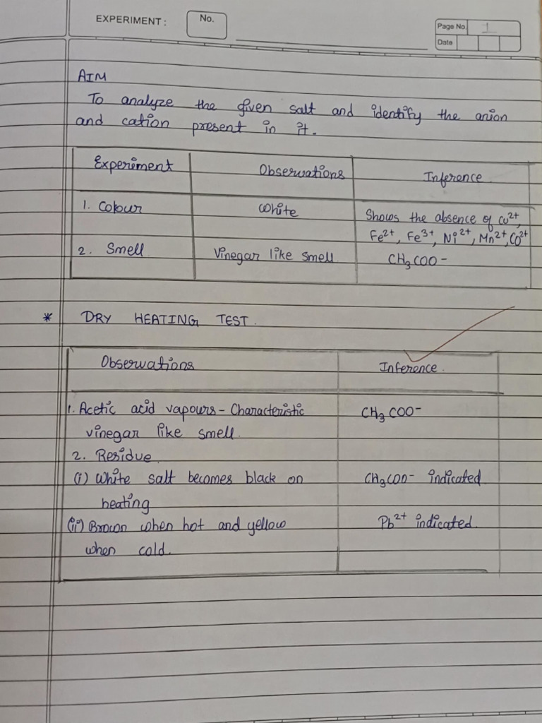 Lead Acetate Experiment | PDF | Chemical Compounds | Molecules