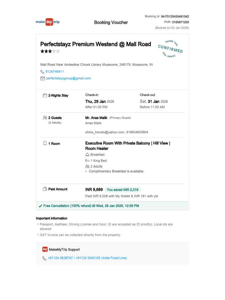 Booking Confirmation Voucher-1 | PDF
