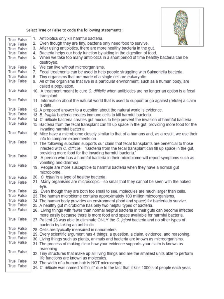 True False: Select or To Code The Following Statements | PDF | Bacteria ...