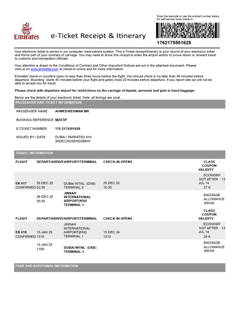 207736732 Emirates e Tickets | PDF | Public Transport