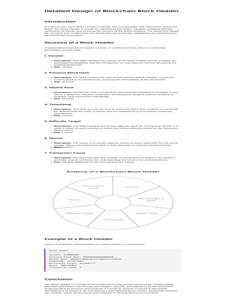 Detailed Design of Blockchain Block Header | PDF | Computing
