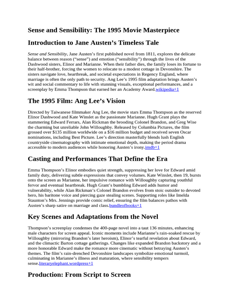 Sense and Sensibility | PDF