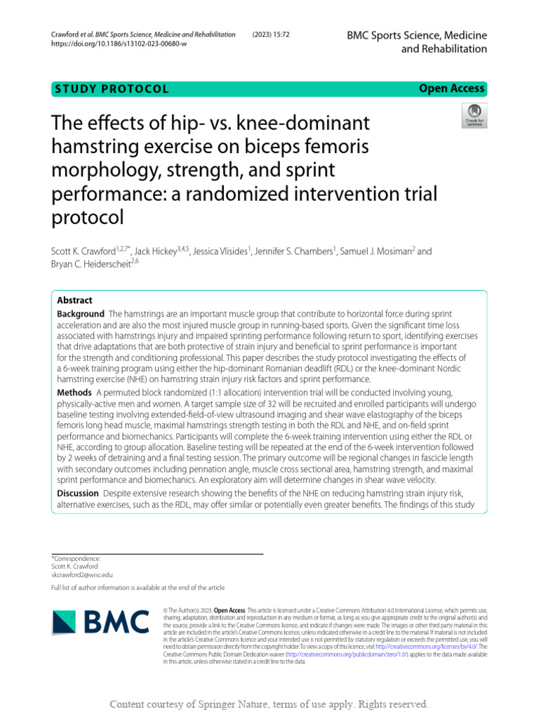 The Effects of Hip- Vs Knee-dominant Hamstring Exe | PDF | Strength ...