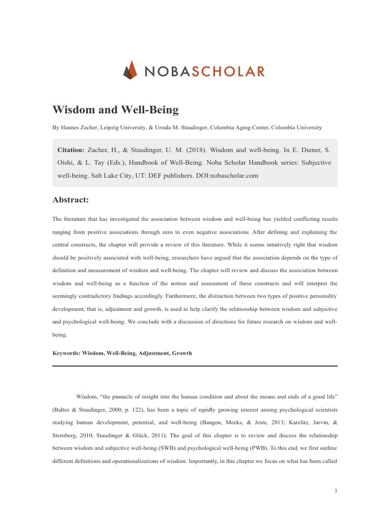 Wisdom's Impact on Well-Being | PDF | Well Being | Wisdom