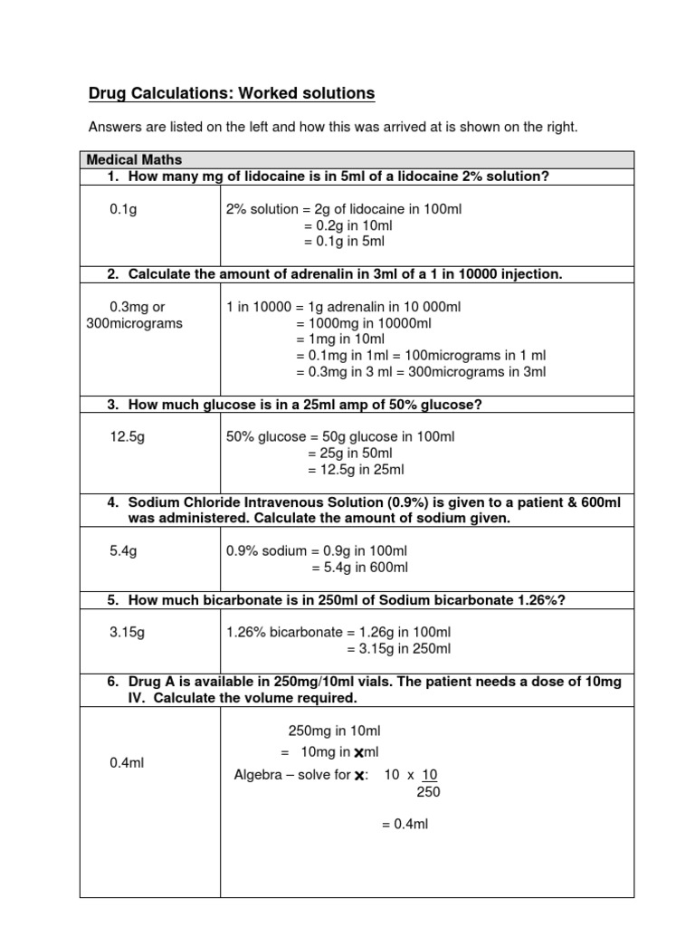 Drug Calculations Solutions | Intravenous Therapy | Morphine