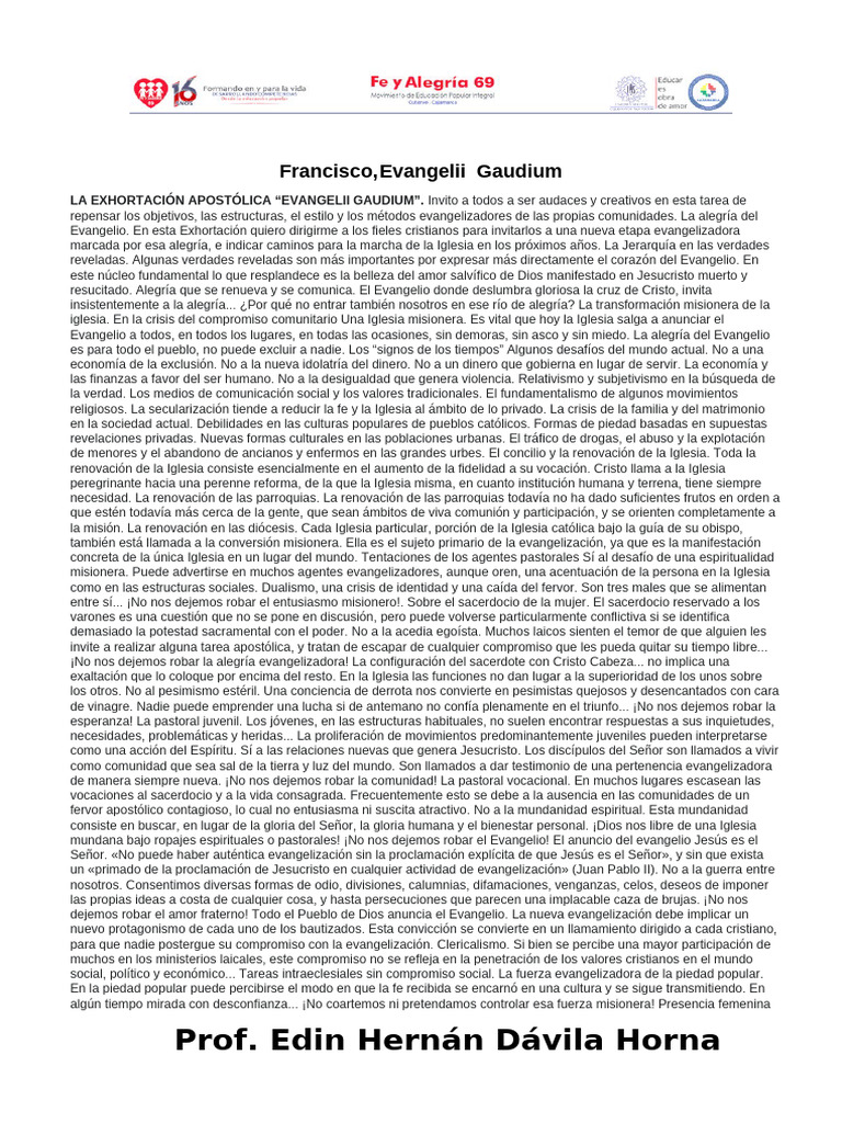 07 - Francisco, Evangeli Gaudium | PDF | Iglesia Católica | La ...