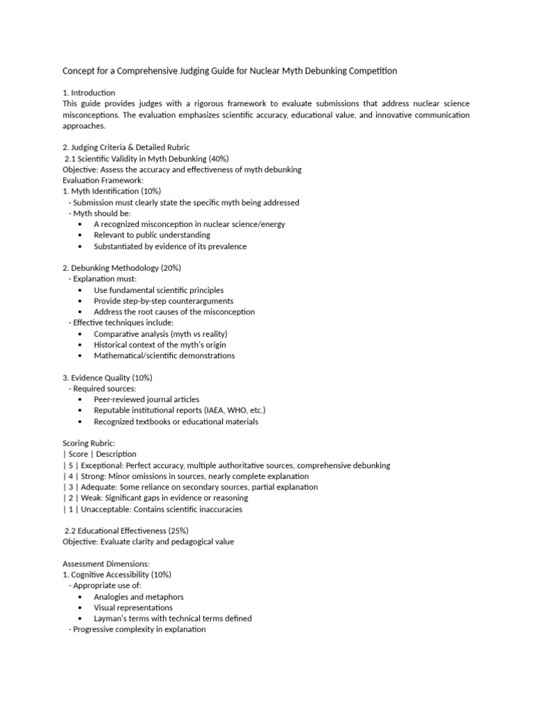 Concept for a Comprehensive Judging Guide for Nuclear Myth Debunking ...