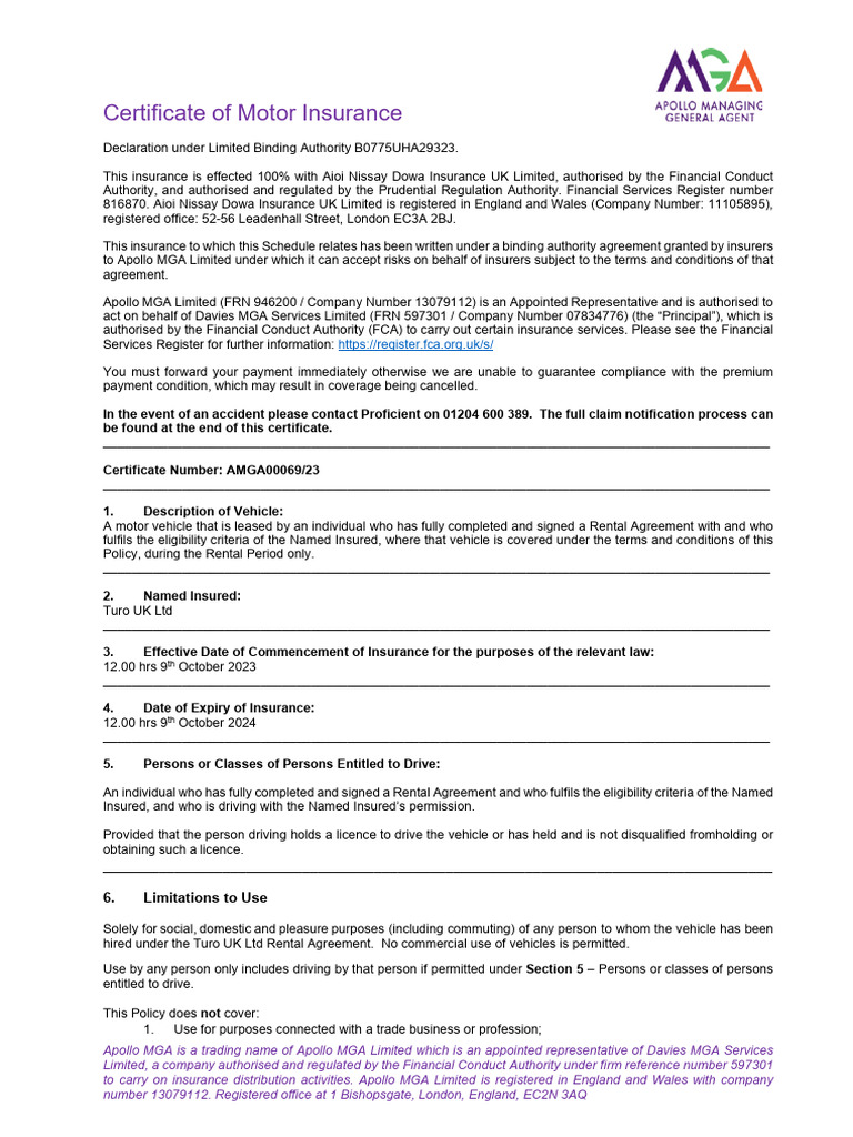 UK Motor Insurance Certificate | PDF | Insurance | Business Law
