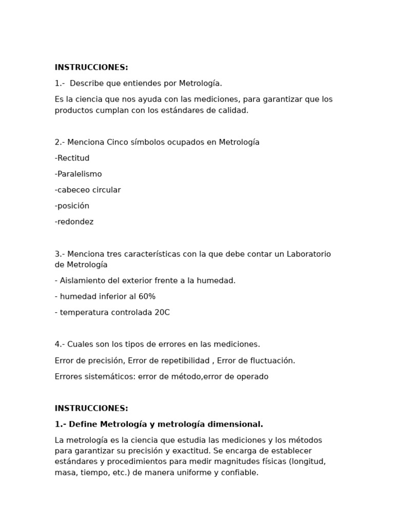 Metrología: Definición, Símbolos y Errores | PDF | Metrología | Medición