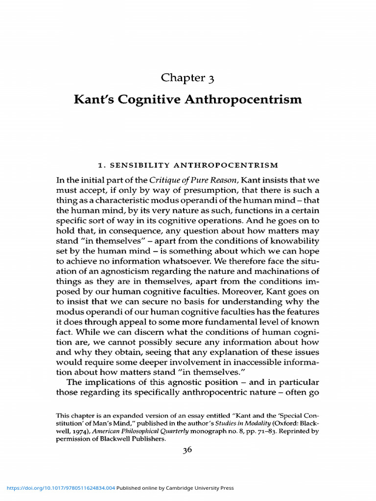 Kant's Human-Centric Knowledge Limits | PDF | Noumenon | Immanuel Kant