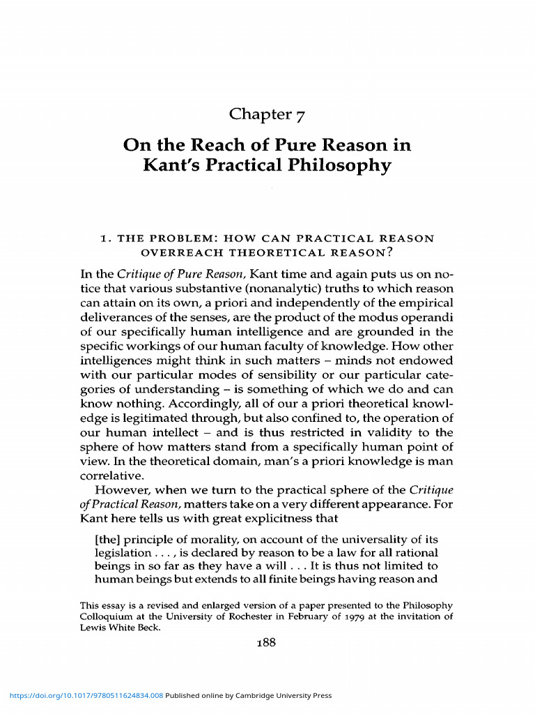 Kant's Practical Reason and Universality | PDF | Immanuel Kant | Reason