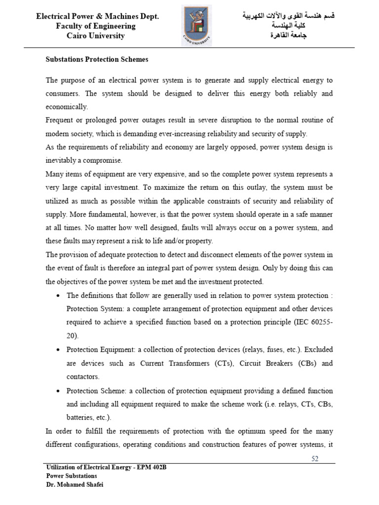 Power Substation Protection Schemes | PDF | Relay | Electrical Engineering