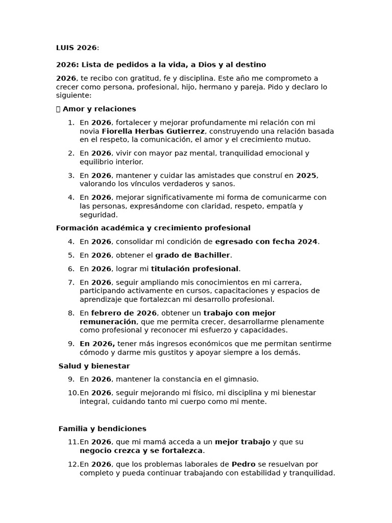 LUIS 2026 | PDF | Amor | Paz