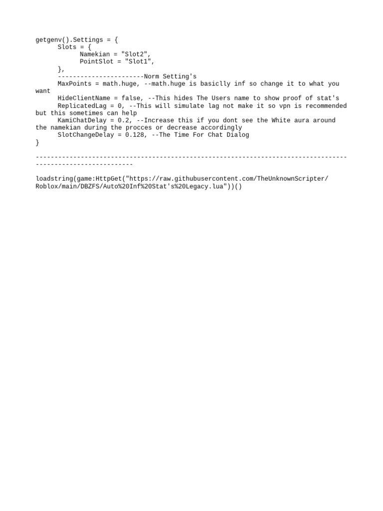 Roblox Auto Stat Script Settings | PDF