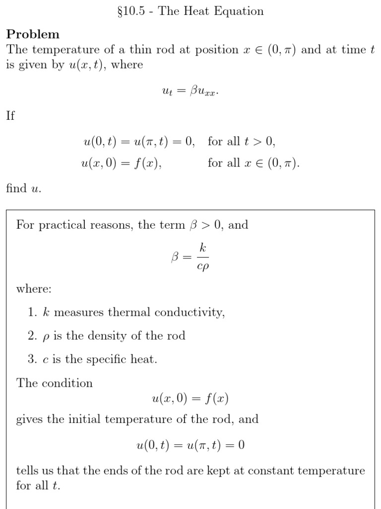 Math 54 - Section 10.5 - The Heat Equation | PDF | Mathematical Objects ...