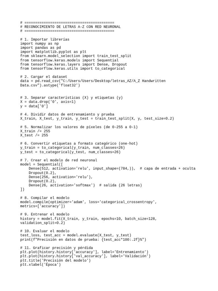 Reconocimiento de letras A-Z con IA | PDF