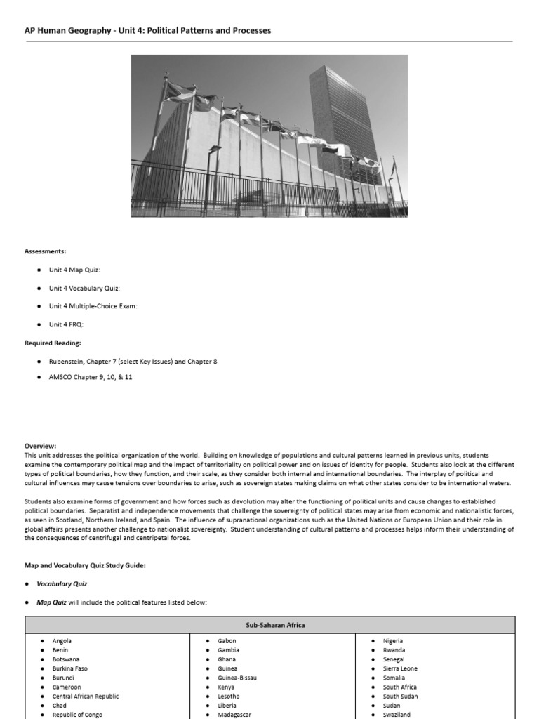 APHUG Unit 4 Overview | PDF | Africa | Global Politics