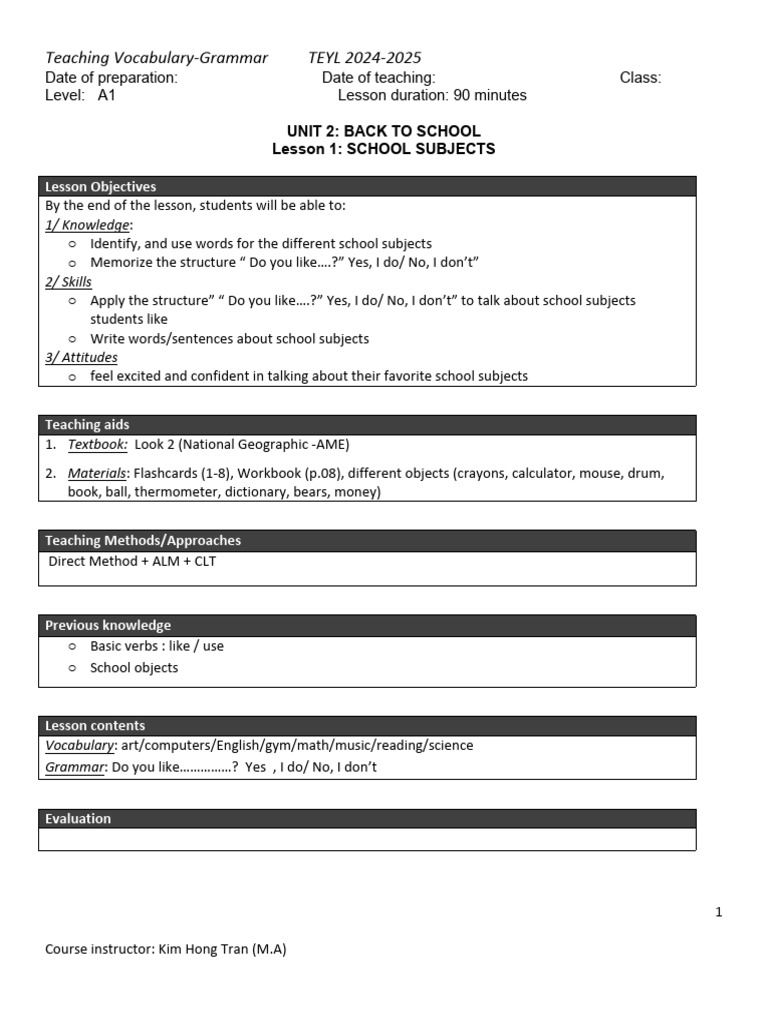 Lesson Plan Sample_Teaching Vocabulary | PDF | Vocabulary | Learning