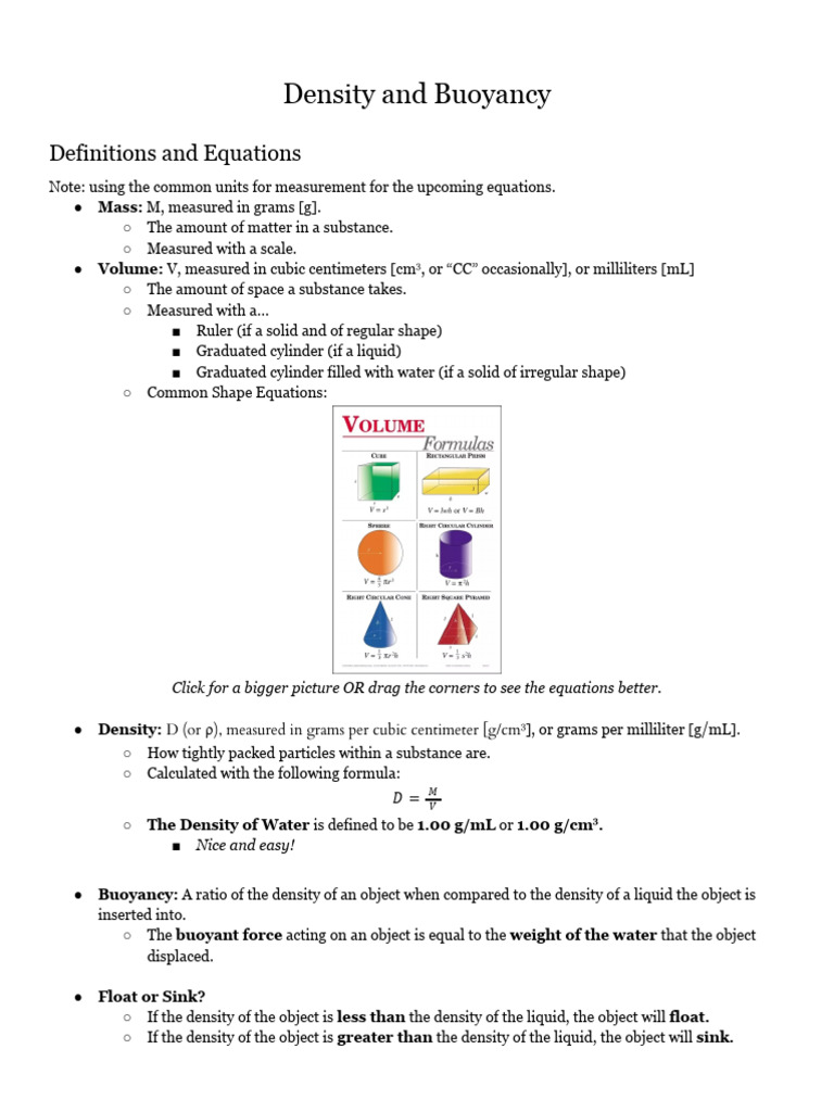 Density and Buoyancy Explained | PDF | Buoyancy | Density