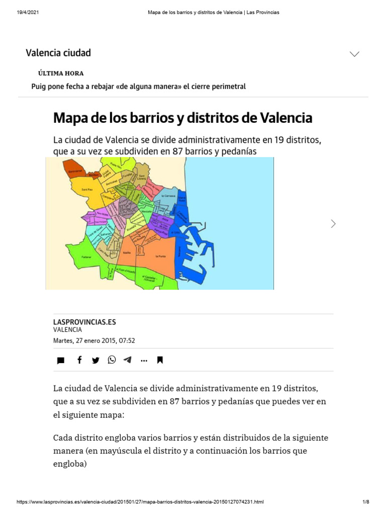 Mapa de Los Barrios y Distritos de Valencia - Las Provincias | PDF