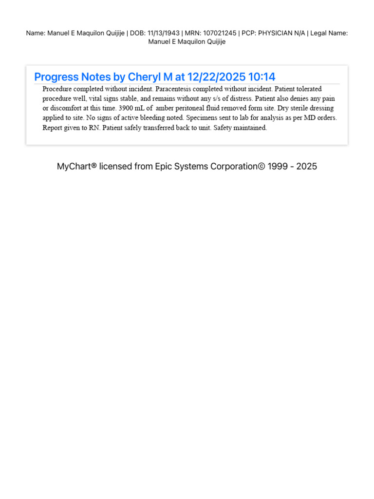 MyChart - Note From Care Team | PDF