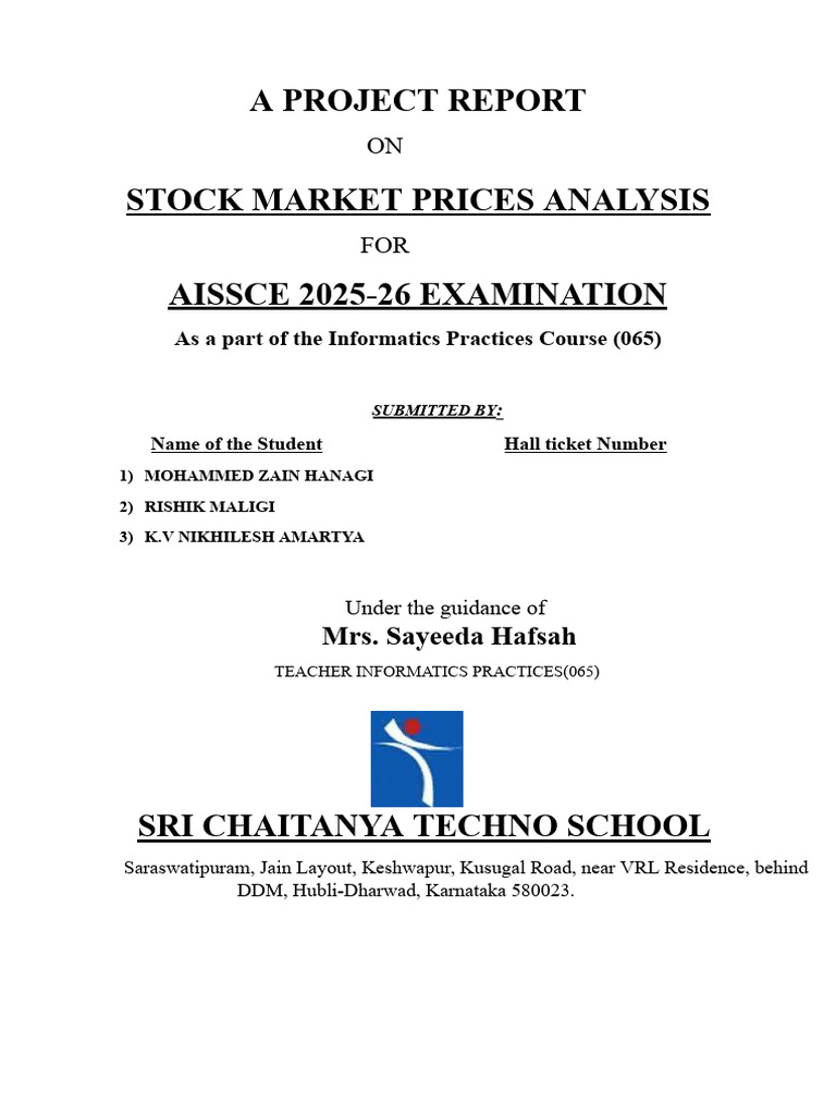 Stock Market Prices Analysis ZRN Sr C120 | PDF | Comma Separated Values ...