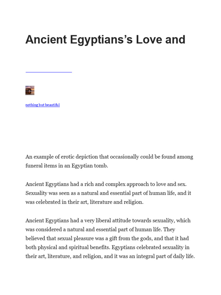 Ancient Egyptians's Love and Sex | PDF | Ancient Egypt | Prostitution