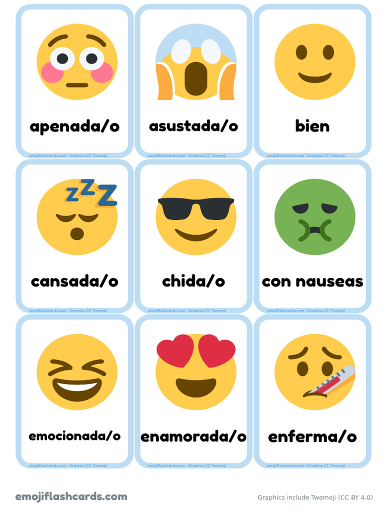 Spanish Feelings Small a4 Flashcards | PDF