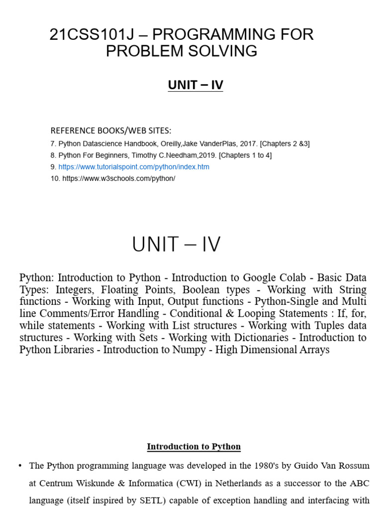 PPS UNIT 4 | PDF | Control Flow | Data Type