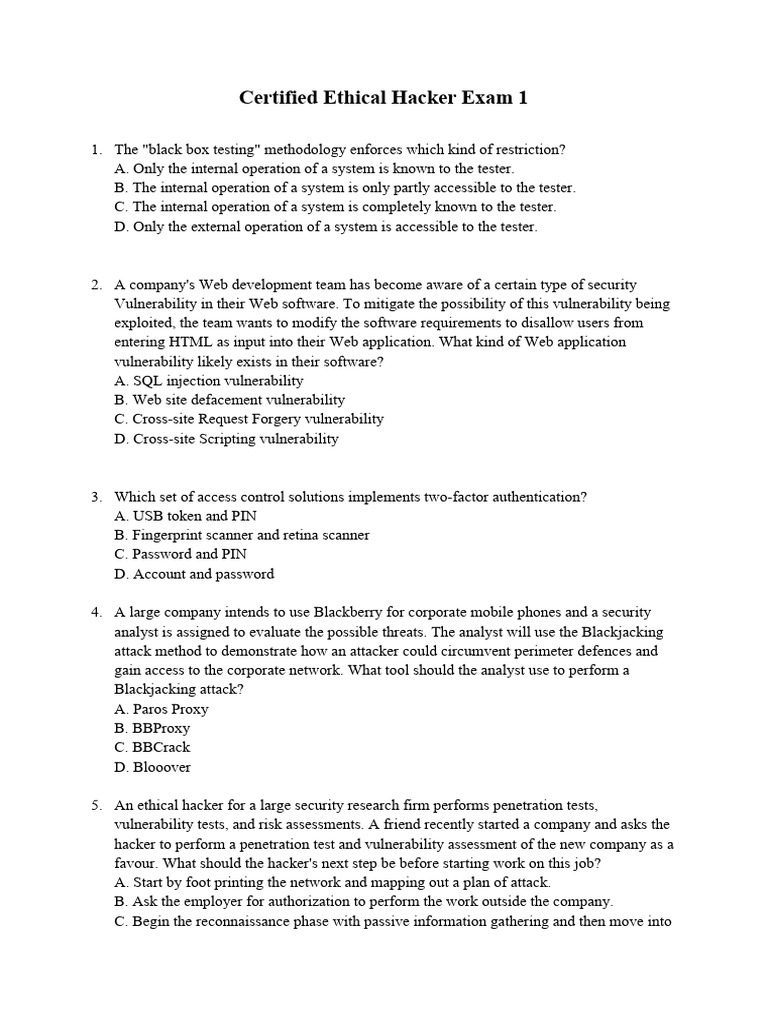 Certified Ethical Hacker Exam Questions | PDF | Port (Computer ...