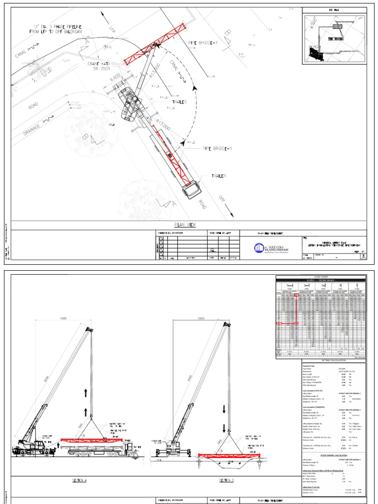 Lifting Plan Pipe Bridge-1 With Crane KATO SR-250R | PDF