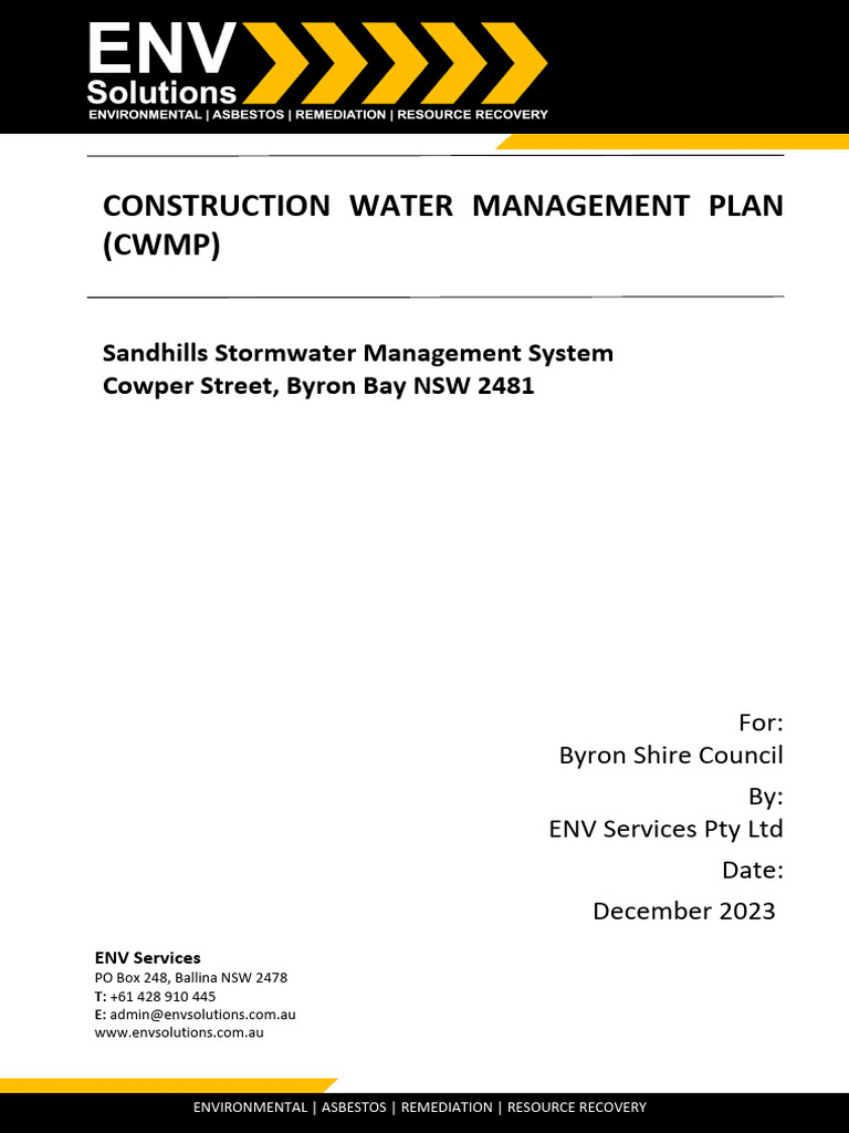 8. Construction Water Management Plan | PDF | Water Quality | Water